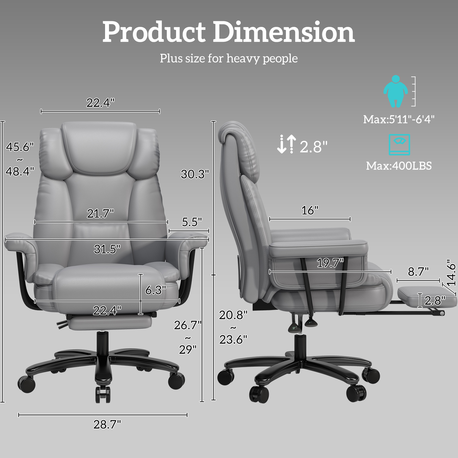 Ninecer High Back Executive Office Chair, Ergonomic PU Leather Office ...